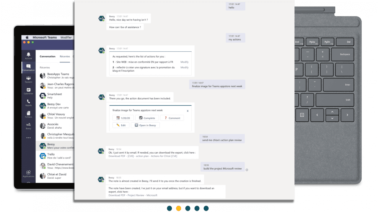Using Beesy Chatbot in Microsoft Teams to manage your daily work